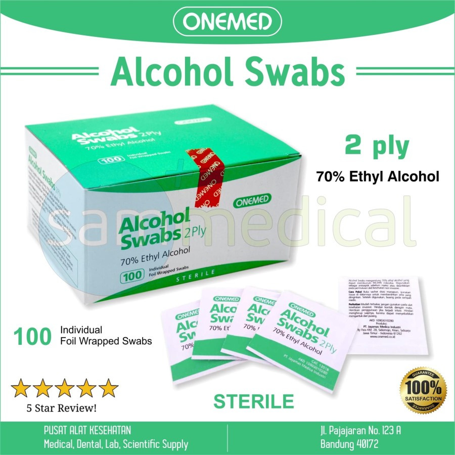 Jual One Med Alkohol Swab atau One Swab per 100pcs | Shopee Indonesia
