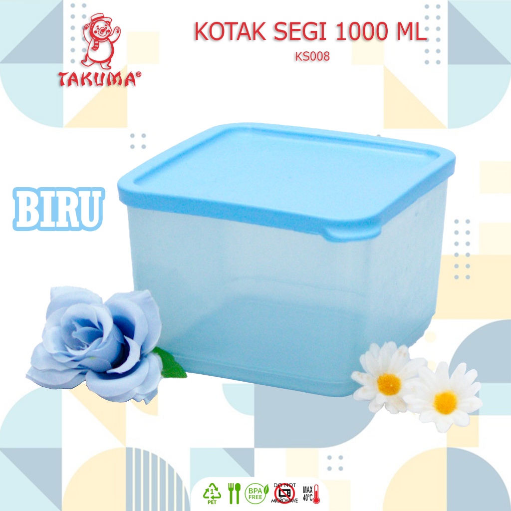Jual 4 PCS KOTAK SEGI TAKUMA M KS008 / KOTAK SEGI 1000 ML / 1 LITER / 1 LT | Shopee Indonesia