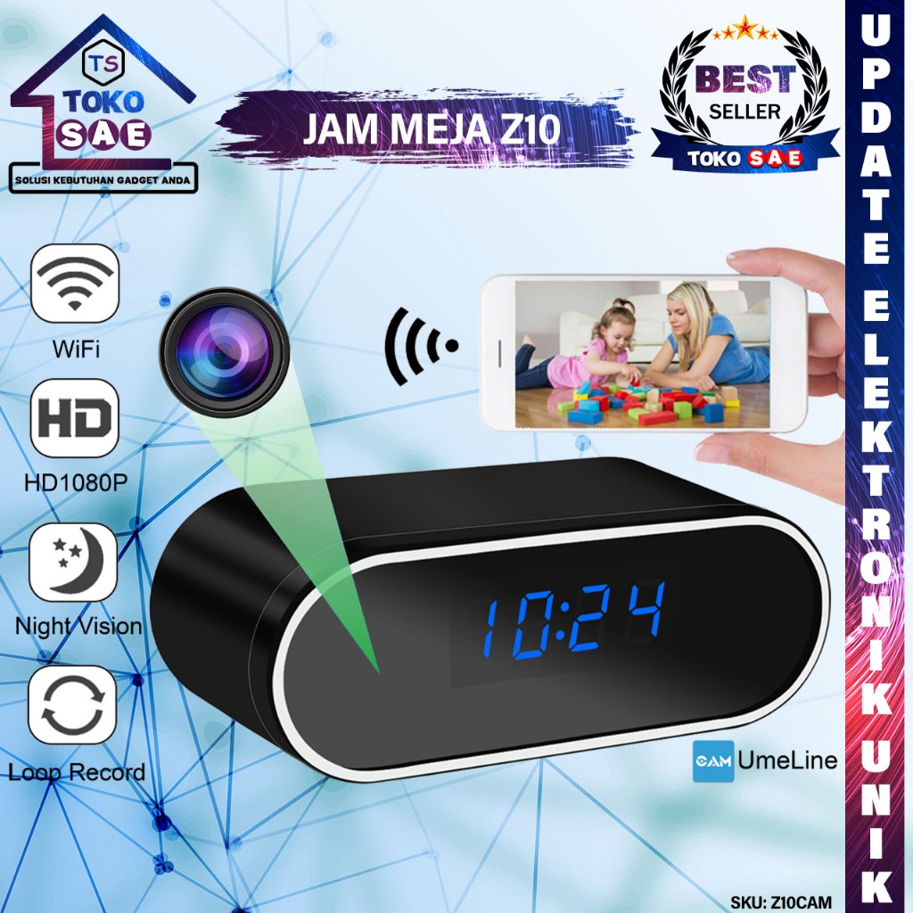 Jual Smart CCTV Wifi Wireless IP Camera Jam Dinding Wall Clock Kamera ...