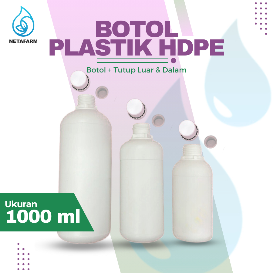 Jual Botol Plastik HDPE 1000 ml / 1 lt + Tutup dalam & luar | Shopee Indonesia