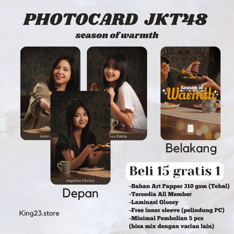 Jual Photocard Jkt48 PC Unofficial/Fanmade Edisi Season Of Warmth/Ramadhan 2024 Terbaru Adel,Zee ...