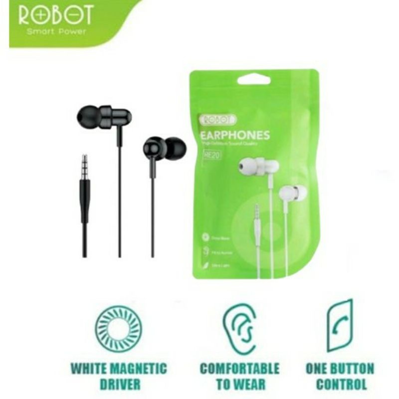 Jual Headset Robot RE20 hitam dan putih nyaman di telinga Earphone ...
