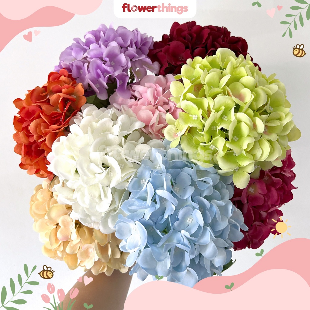 Jual HYDRANGEA / HORTENSIA - BUNGA ARTIFICIAL / PALSU / BUATAN BAHAN ...