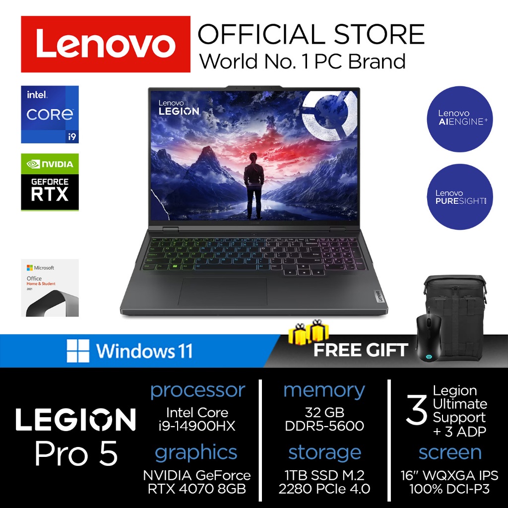 Jual Lenovo Legion Pro 5 16IRX9 | I9 14900HX RTX4070 32GB 1TB W11+OHS | Shopee Indonesia