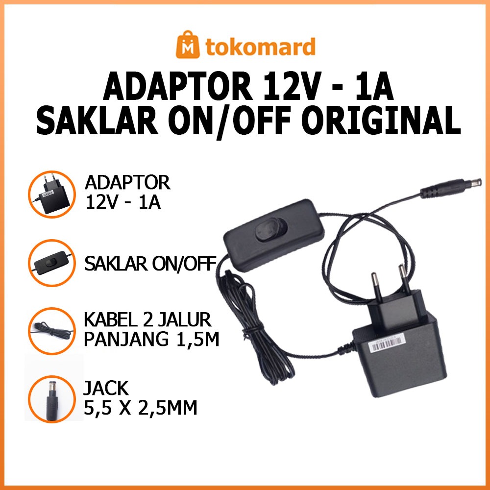 Jual Adaptor 12v - 1a Original Saklar On/Off, Adaptor 12v 1a untuk STB ...