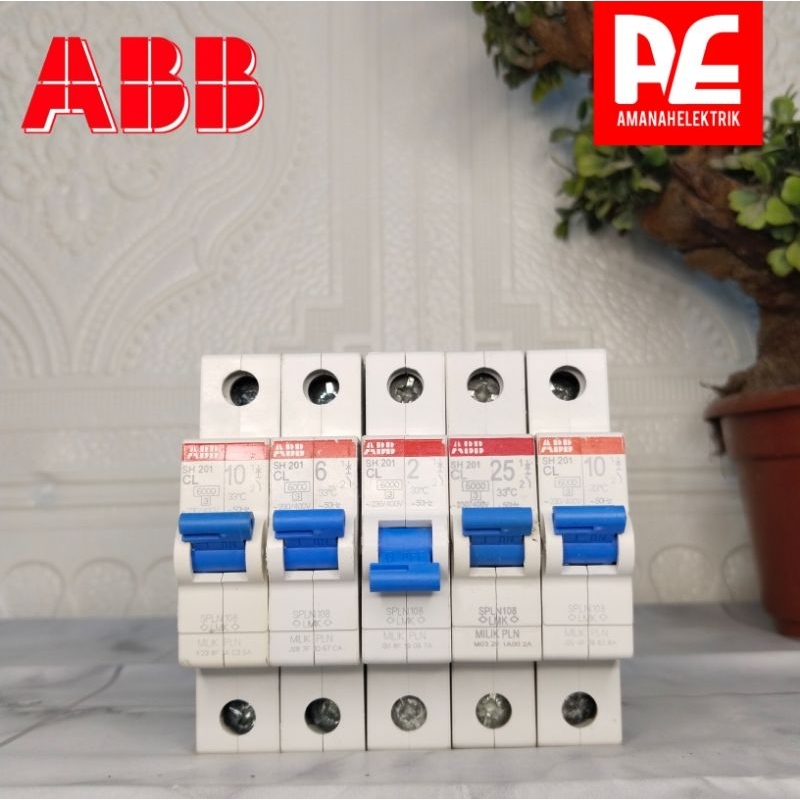 Jual MCB pln ABB sh 1 phase 2A, 4A, 6A, 10A, 16A, 20A, 25A, 35A, 50A Original di jamin normal ...