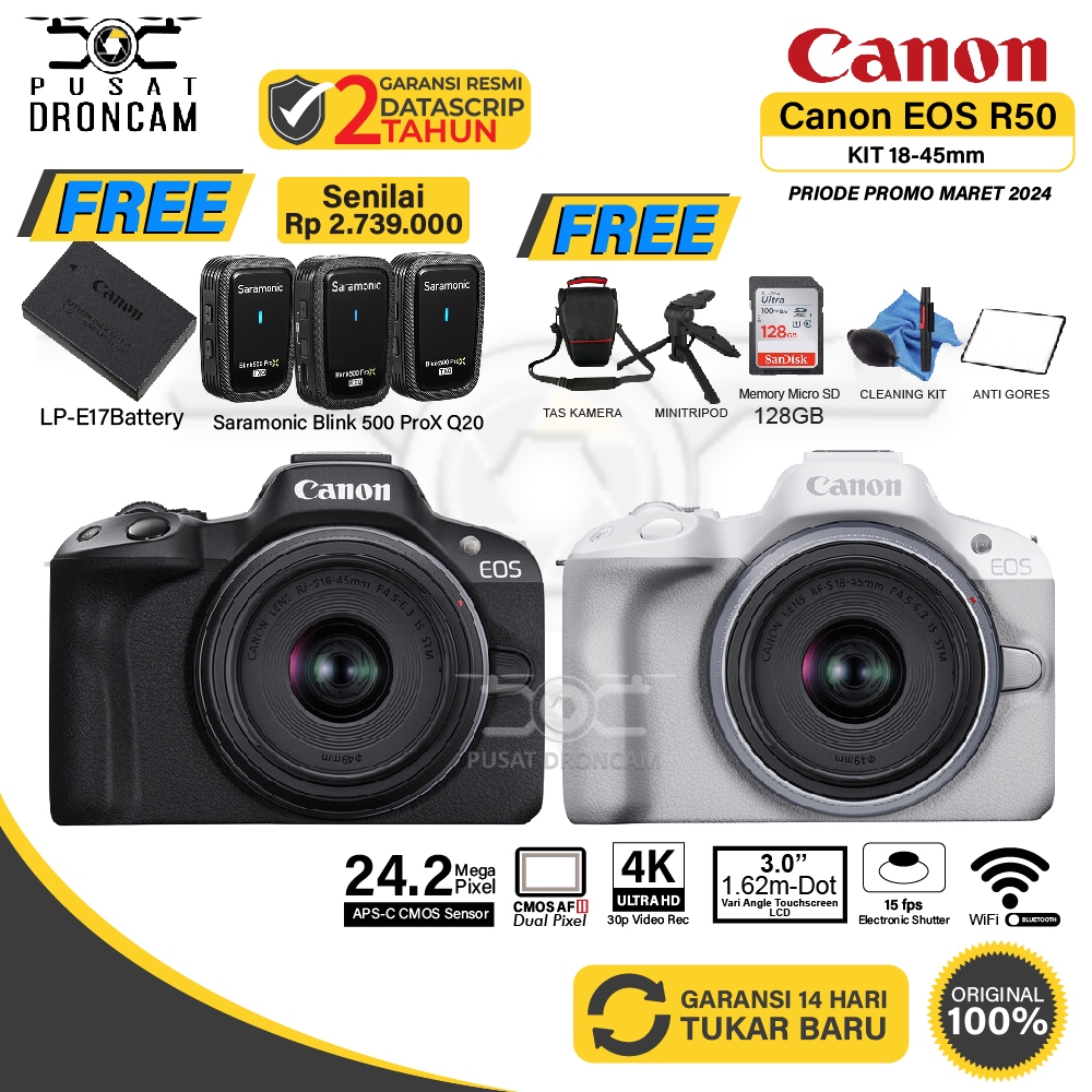 Jual Canon EOS R50 Body Only Mirrorless Camera EOS R 50 Resmi | Shopee ...