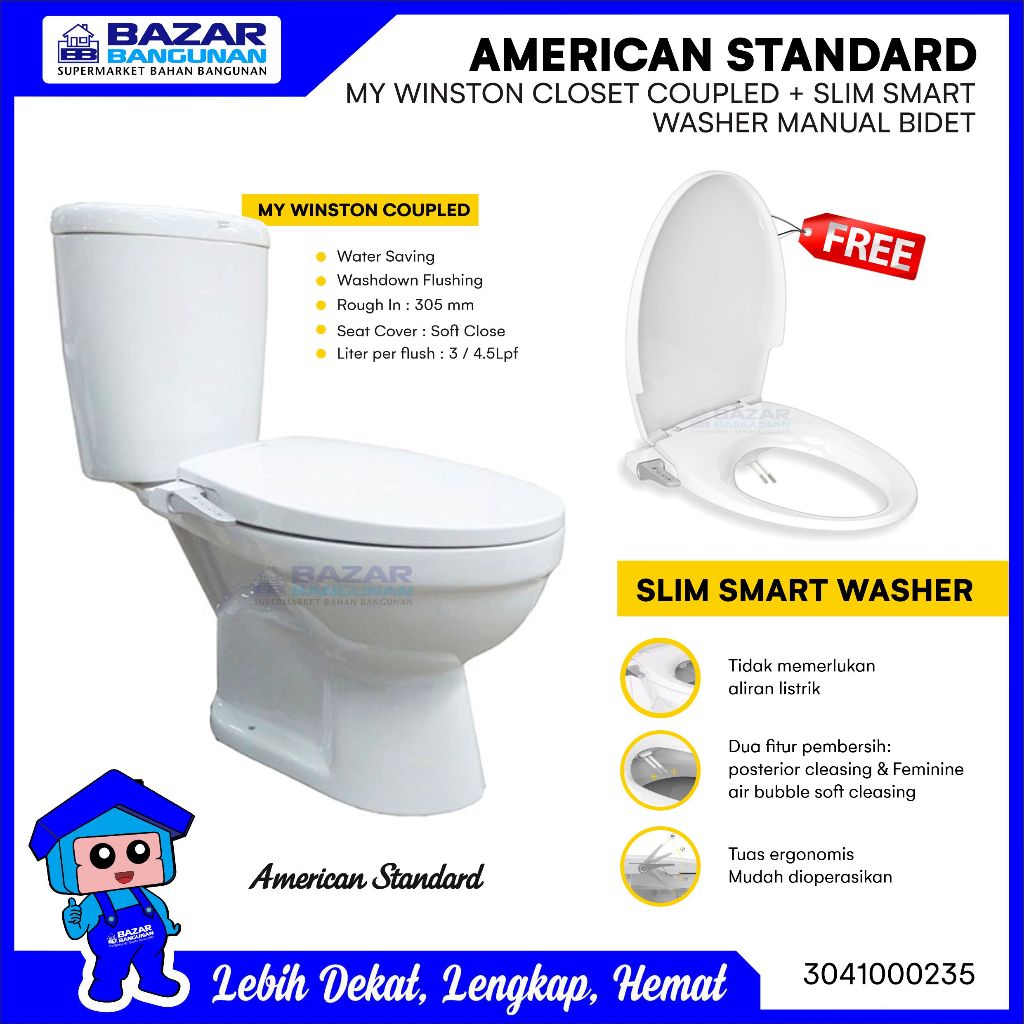 Jual American Standard - Closet Kloset Duduk My Winston Slim Smart ...