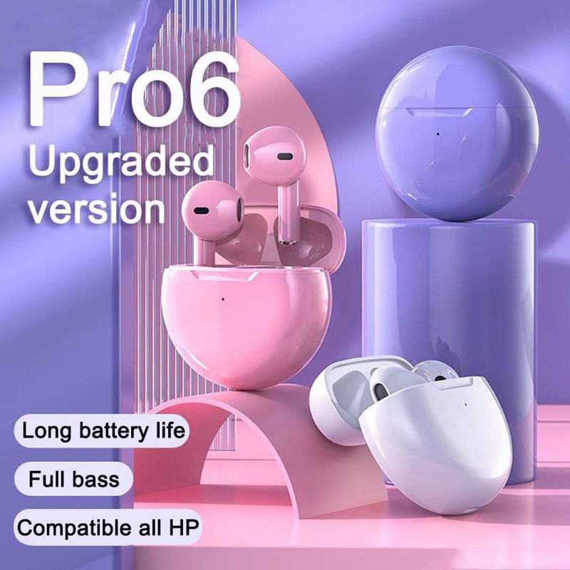 Jual Pro 6 TWS Bluetooth Earphone With Mic HiFi Stereo Touch Earbuds ...