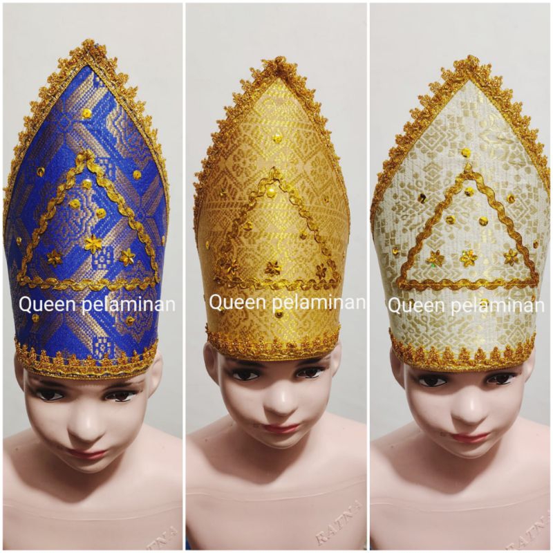 Jual topi runcing/topi segitiga bahan songket | Shopee Indonesia
