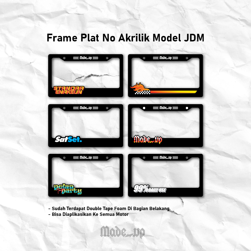 Jual FRAME PLAT NOMOR AKRILIK MODEL JDM BISA UNTUK SEMUA MOTOR BISA ...
