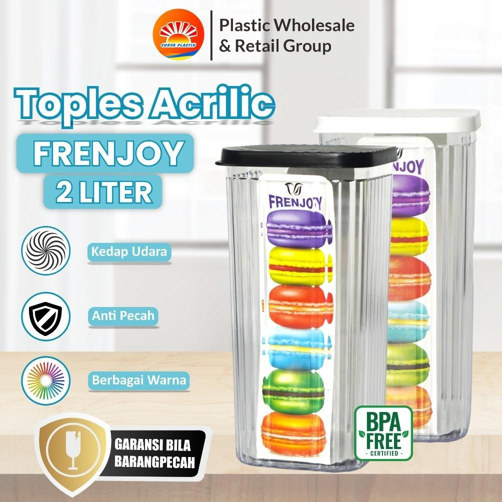 Jual Toples Segi Plastik Akrilik Frenjoy 1.5 Liter / 2lt Food Container ...