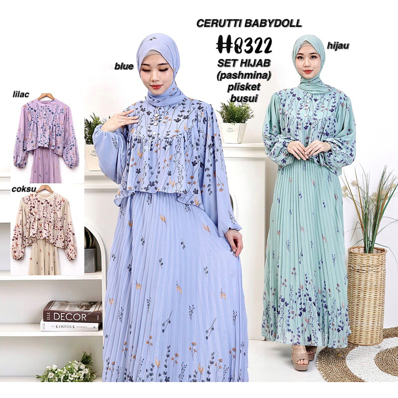 Jual Clara Pleats Dress With Hijab / GAMIS SET HIJAB DENIM COKSU Gamis ...