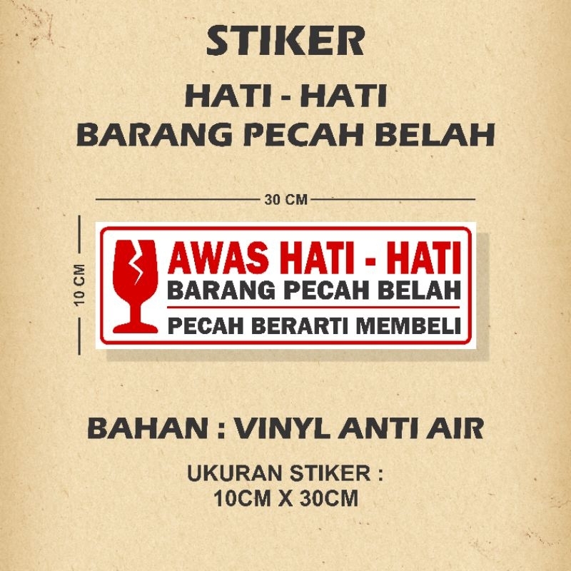 Jual Stiker Awas Barang Pecah Belah Sticker Awas Barang Pecah Belah ...