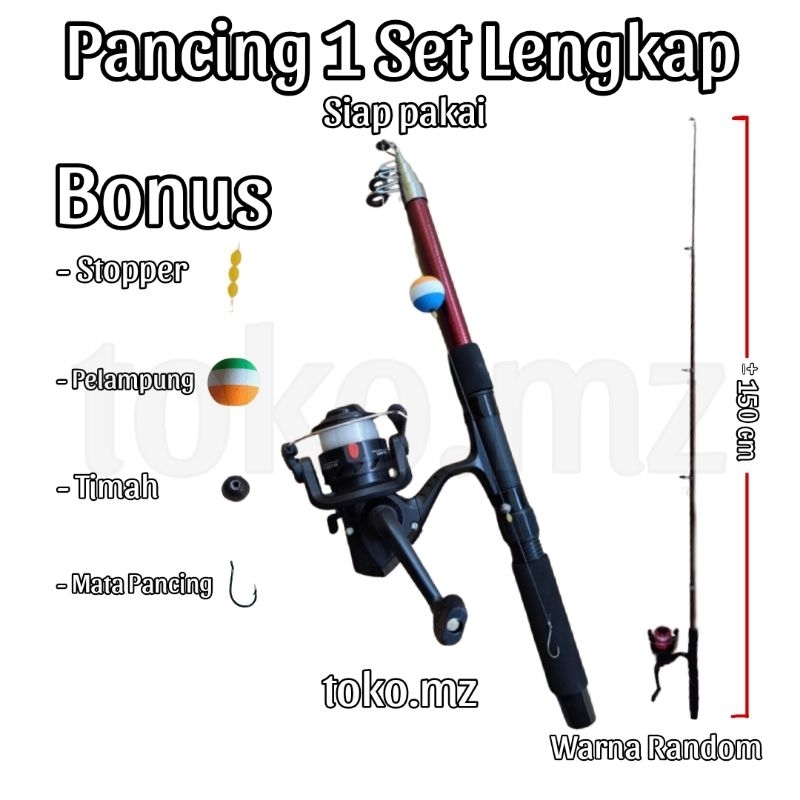 Jual Harga Promo Pancing reel 1 set Siap pakai bonus senar, mata ...