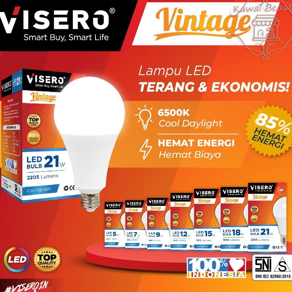 Jual Lampu LED Visero VINTAGE 5W 7W 9W 12W 15W 18W 21W Cool Daylight Putih& Warm White Kuning ...