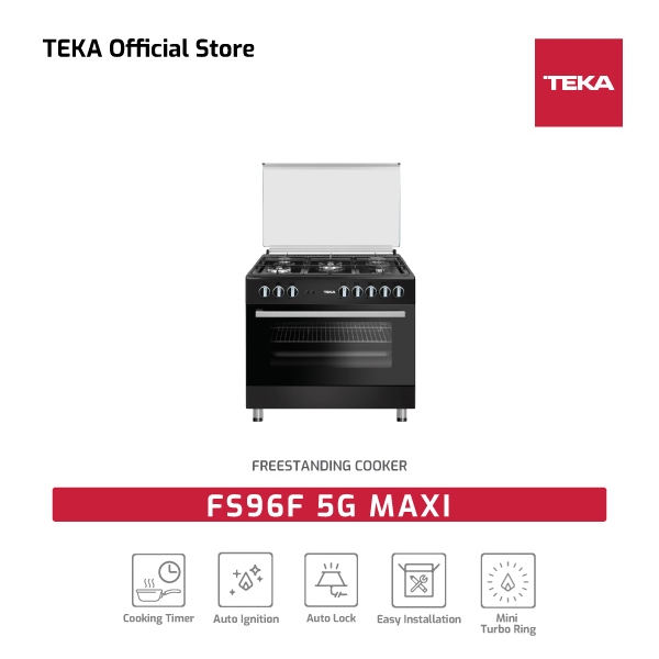 Jual Teka Freestanding Cooker 90cm FS96F 5G Maxi Black Paket Chimney ...