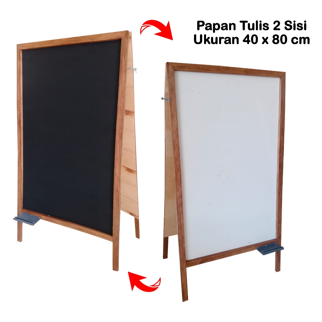Jual Papan Tulis 2 Sisi 40 x 80 cm Papan Tulis Standing Menu Cafe Black ...