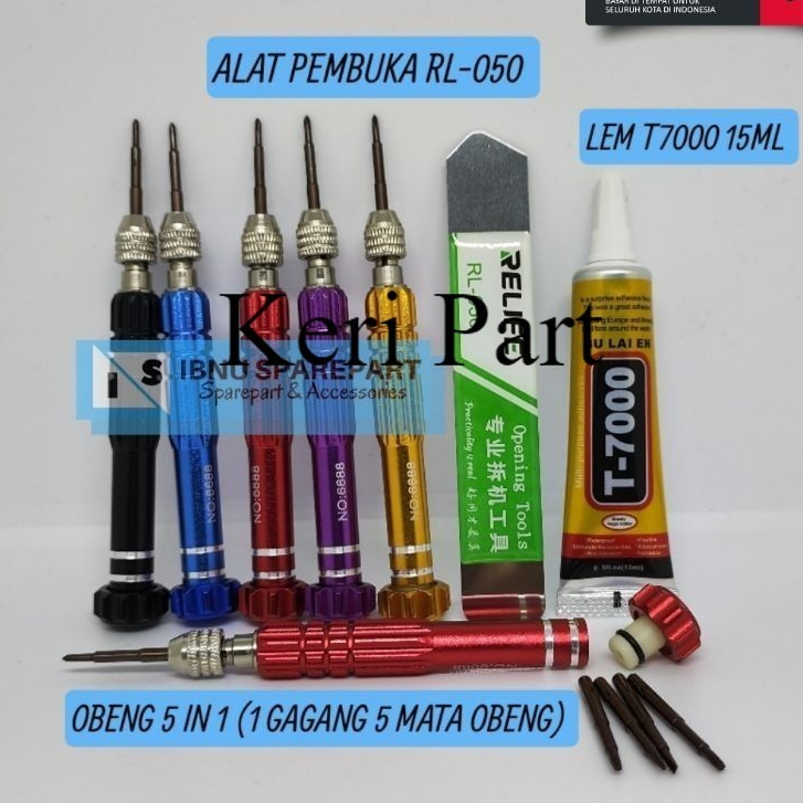 Jual OPENING TOOLS SET HP UNIVERSAL OBENG 5 IN 1 + LEM T7000 + ALAT PEMBUKA LCD TC / BACKDOOR RL ...