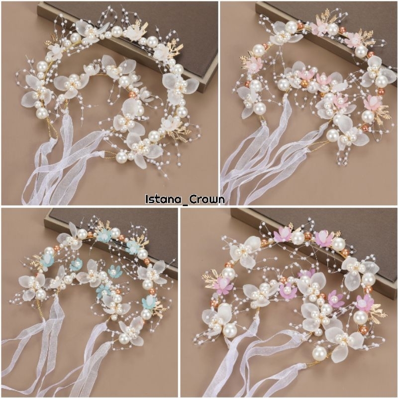 Jual Set Headpiece Flowers Bracelet - Gelang Bunga Dan Mini White ...