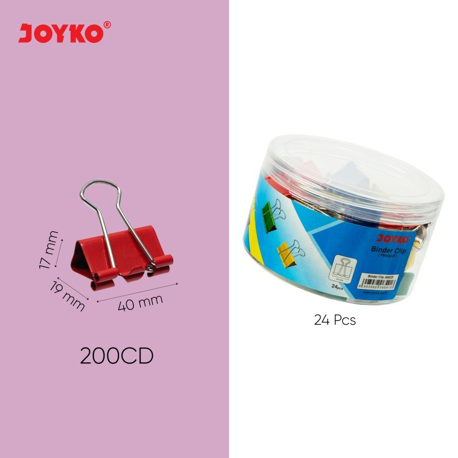 Jual (1 Biji) Binder Clip Joyko 200 CD Warna / Binder Clip Klip ...