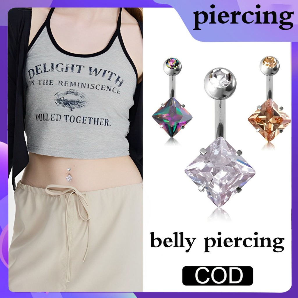 Jual piercing belly anting pusar stainless anti karat berlian berbentuk ...