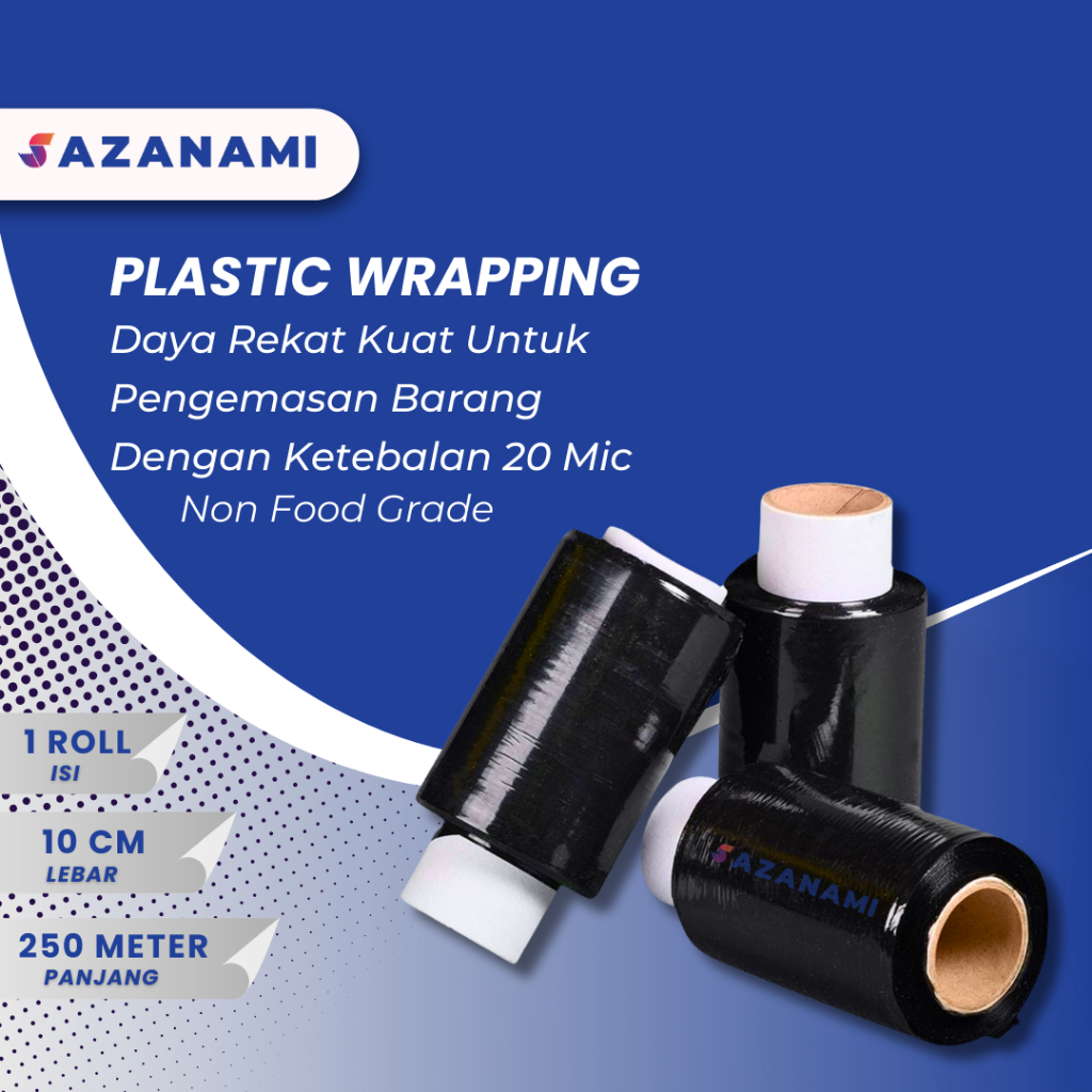 Jual HITAM PLASTIK WRAPPING 10CM X 250M STRETCH FILM PLASTIC WRAP 10CM ...