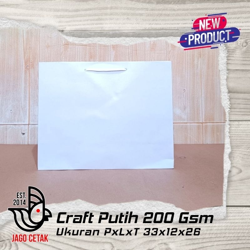 Jual Paper bag Craft Putih 33x12x26 dus sepatu paperbag goodie bag tas ...