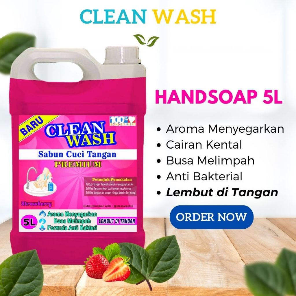Jual Clean Wash Sabun Cuci Tangan PREMIUM Handsoap Wash Strawberry 5 ...