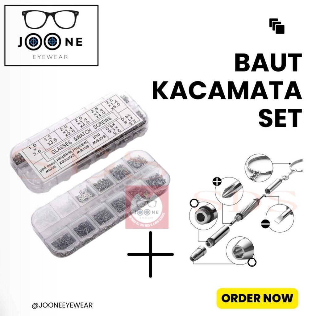 Jual Baut Sekrup Mur Kacamata Set Plus Obeng | Shopee Indonesia