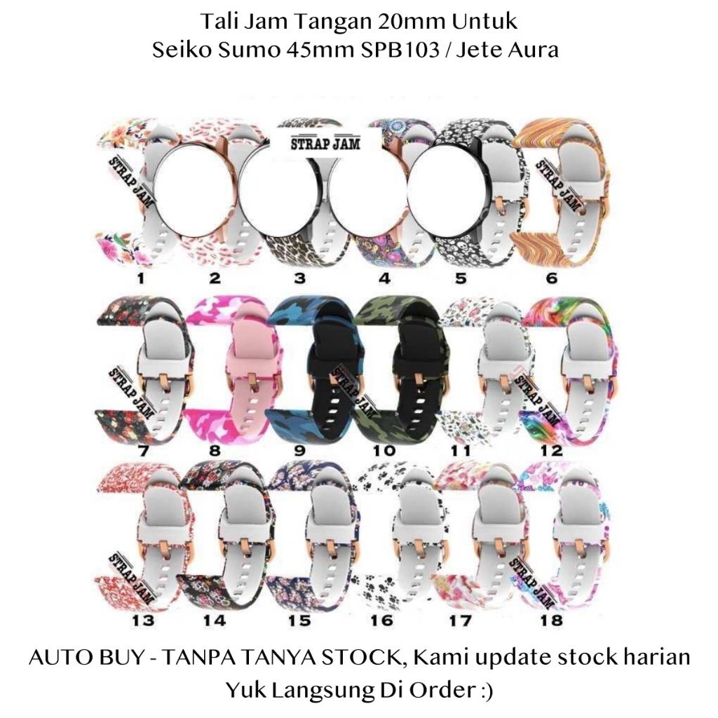Jual MFL 20mm Strap Seiko Sumo 45mm SPB103 / Jete Aura - Tali Jam Rubber Beauty Style | Shopee ...