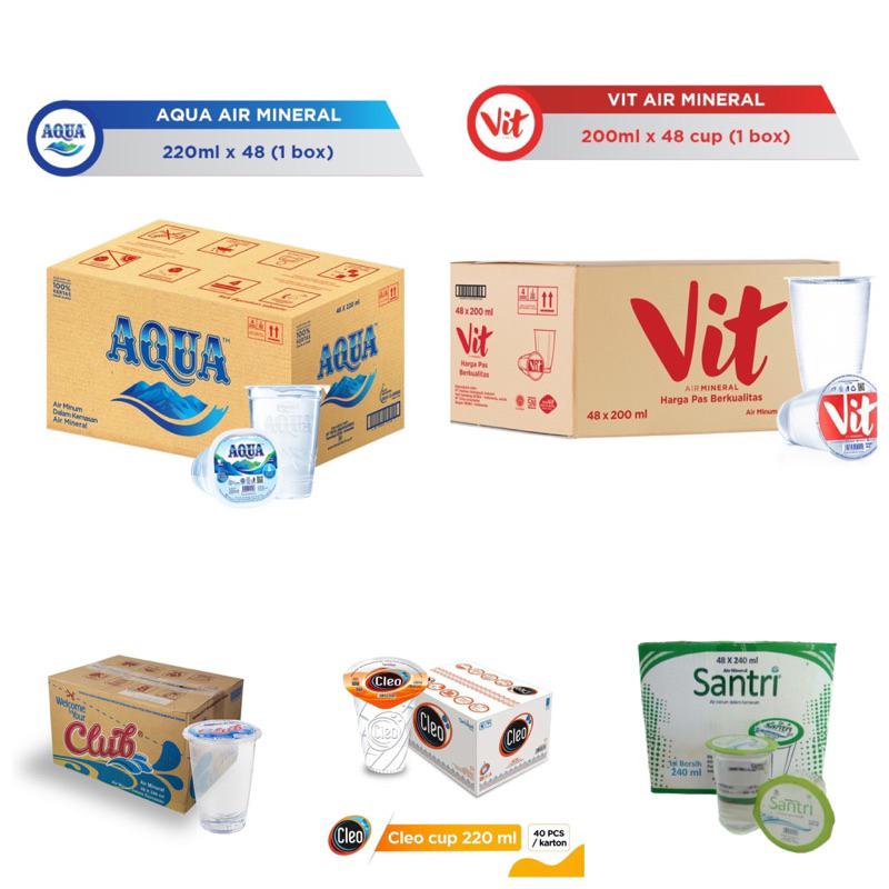 Jual Air Mineral Gelasan Aqua Vit Club Cleo Santri | Air Minuman Dalam ...