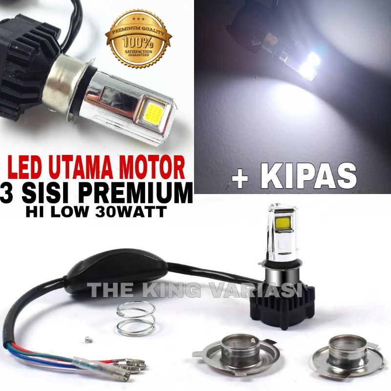 Jual LAMPU UTAMA MOTOR LED 3 SISI KIPAS PREMIUM 30WATT / LAMPU DEPAN MOTOR 3 SISI KIPAS / LAMPU ...