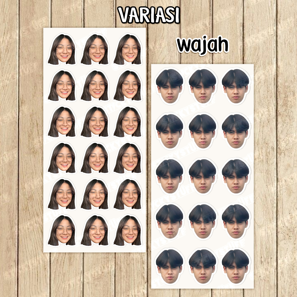 Jual 18pcs Stiker Foto Wajah - Mini Stiker Set Custom - Small Face ...