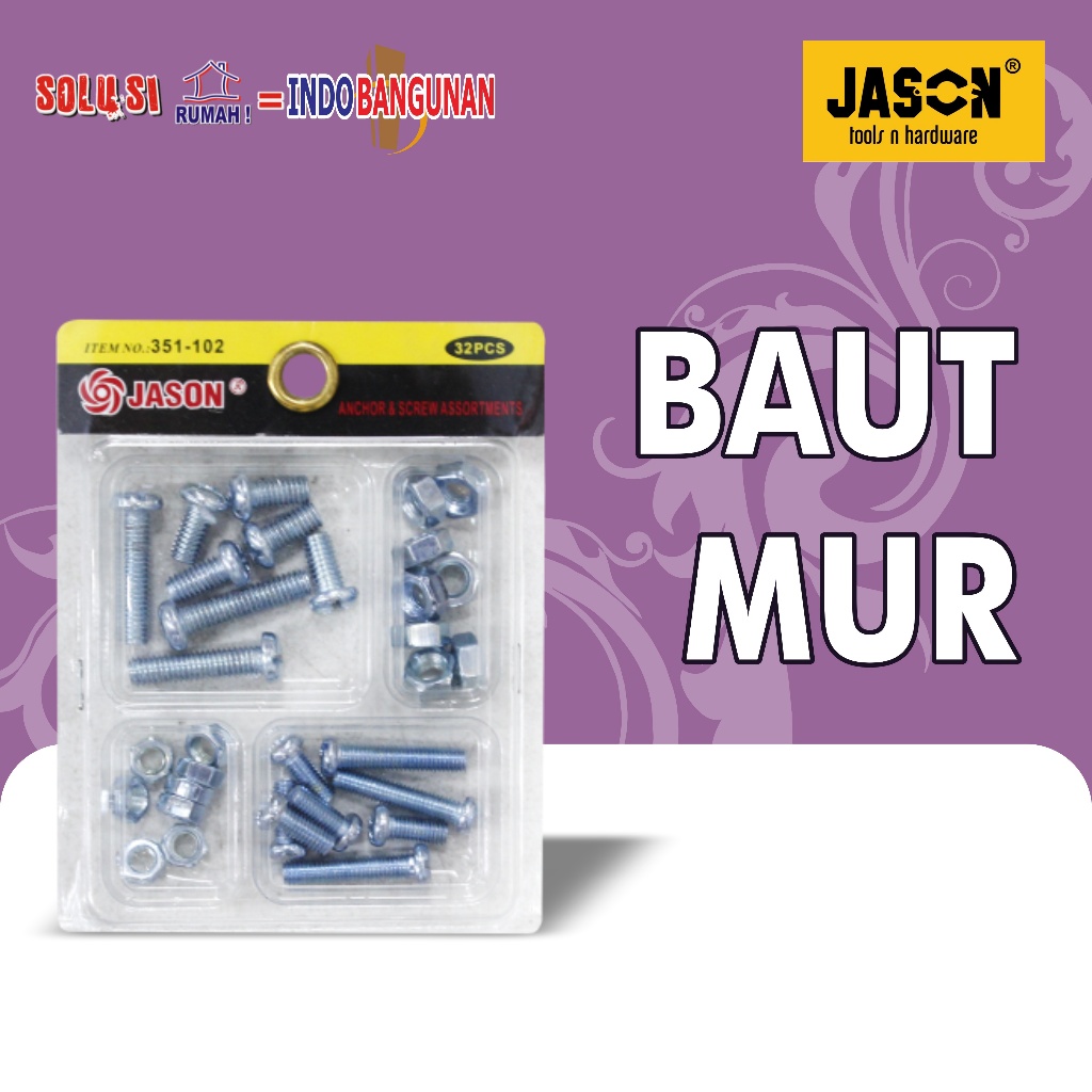 Jual JASON - BAUT MUR JP 32 PCS / SKRUP/ BAUT/ MUR | Shopee Indonesia