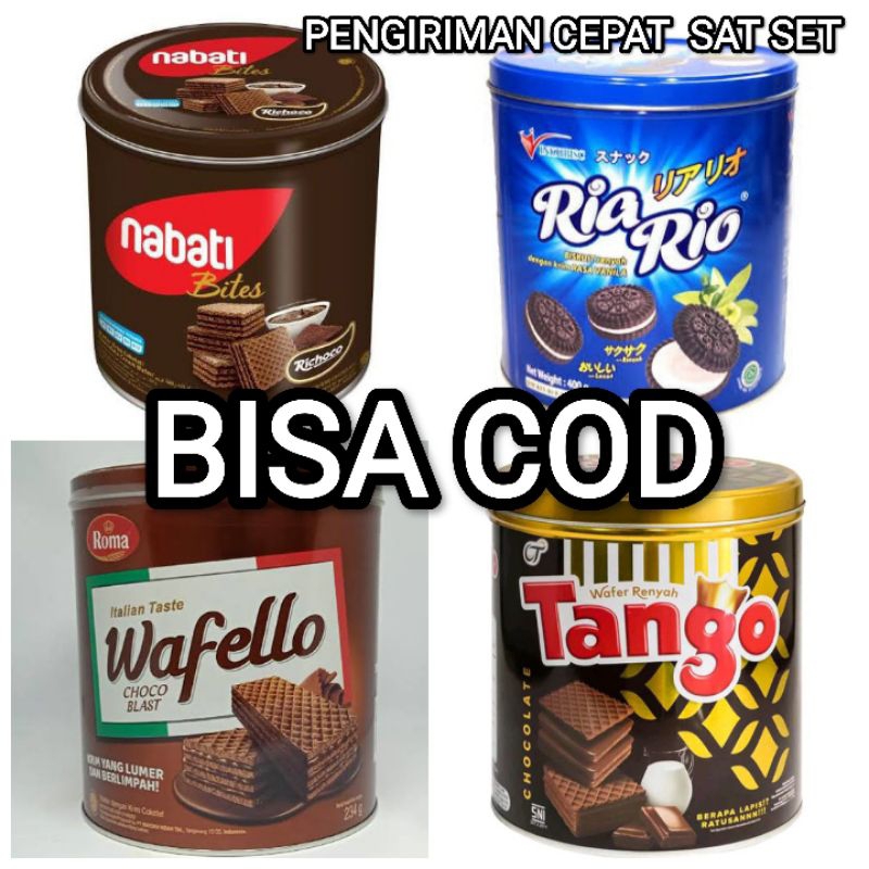 Jual tango coklat nabati roma waffelo wafer kaleng lebaran | Shopee ...