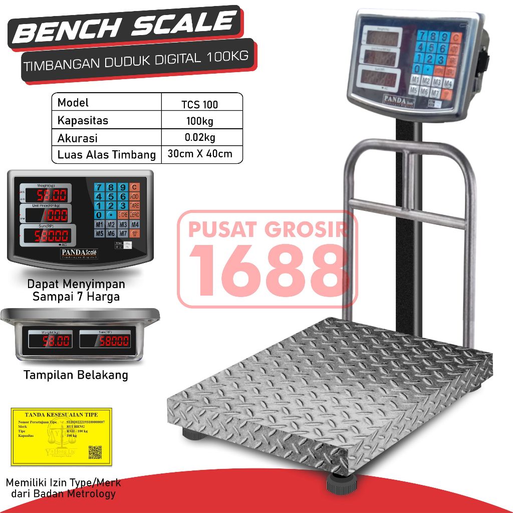 Jual TIMBANGAN DIGITAL 100kg PANDA SCALE TIMBANGAN DUDUK BENCH SCALE ...