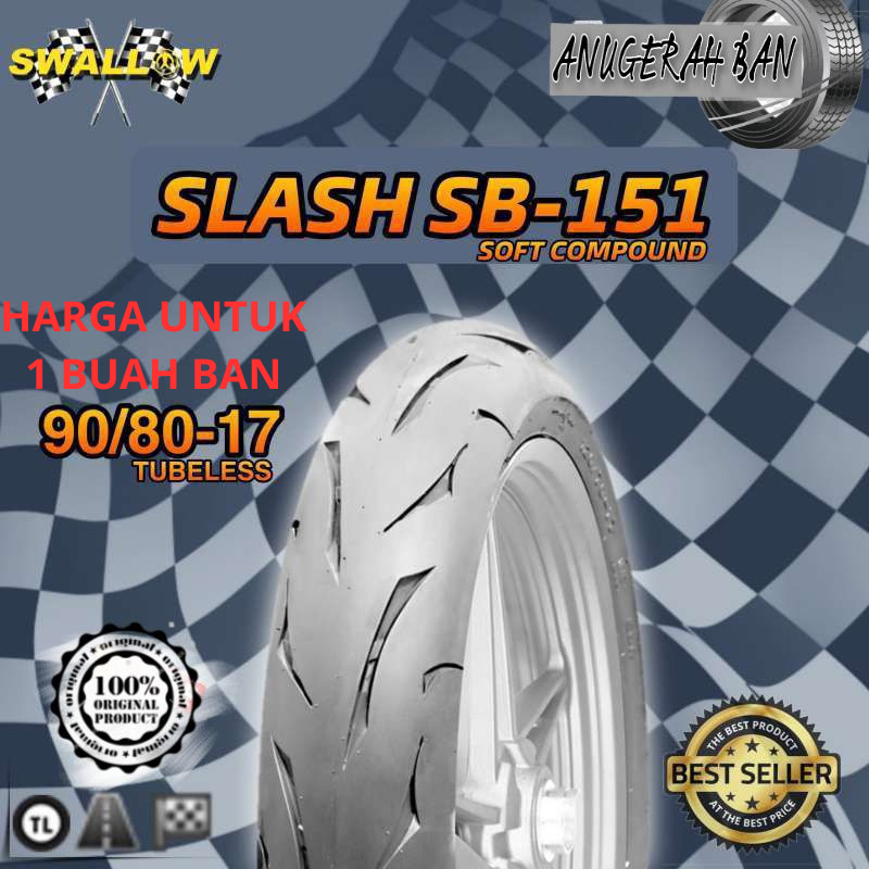Jual Ban Luar SWALLOW SB-151 SLASH 90/80 - 17 TL Tubless by Swalow ...