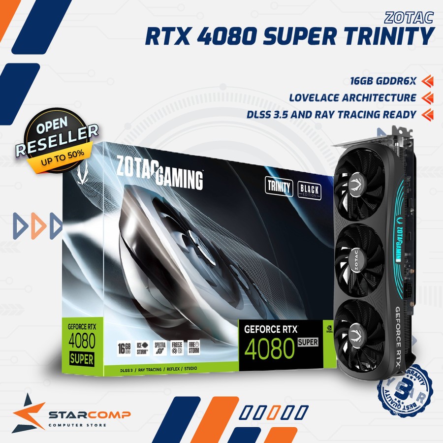 Jual ZOTAC GAMING GeForce RTX 4080 SUPER 16GB Trinity Black Edition ...