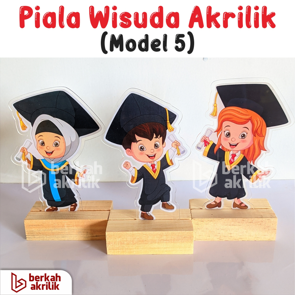 Jual Piala Wisuda Akrilik kaki Tatakan Kayu Kado Wisuda Graduation ...