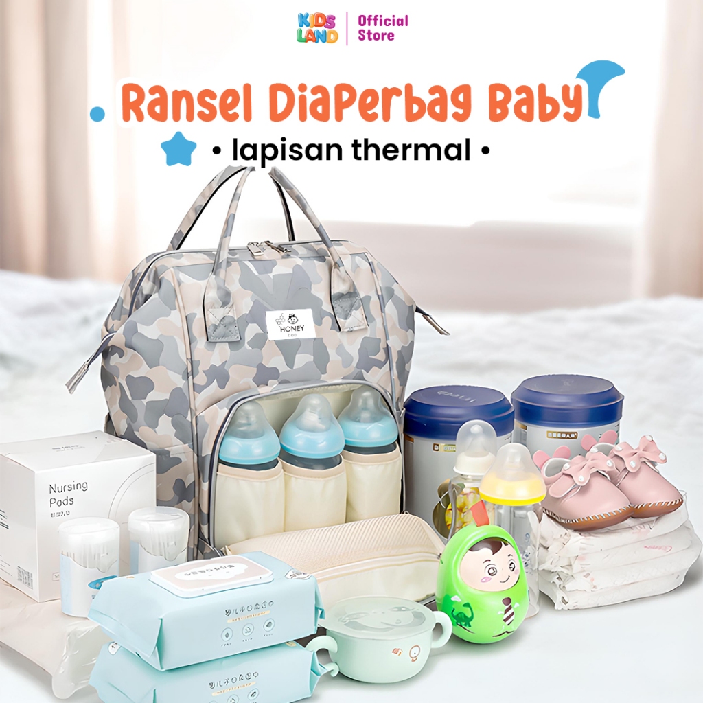 Jual KIDS LAND Tas Perlengkapan Bayi Tas Ransel Bayi Multifungsi Diaper ...