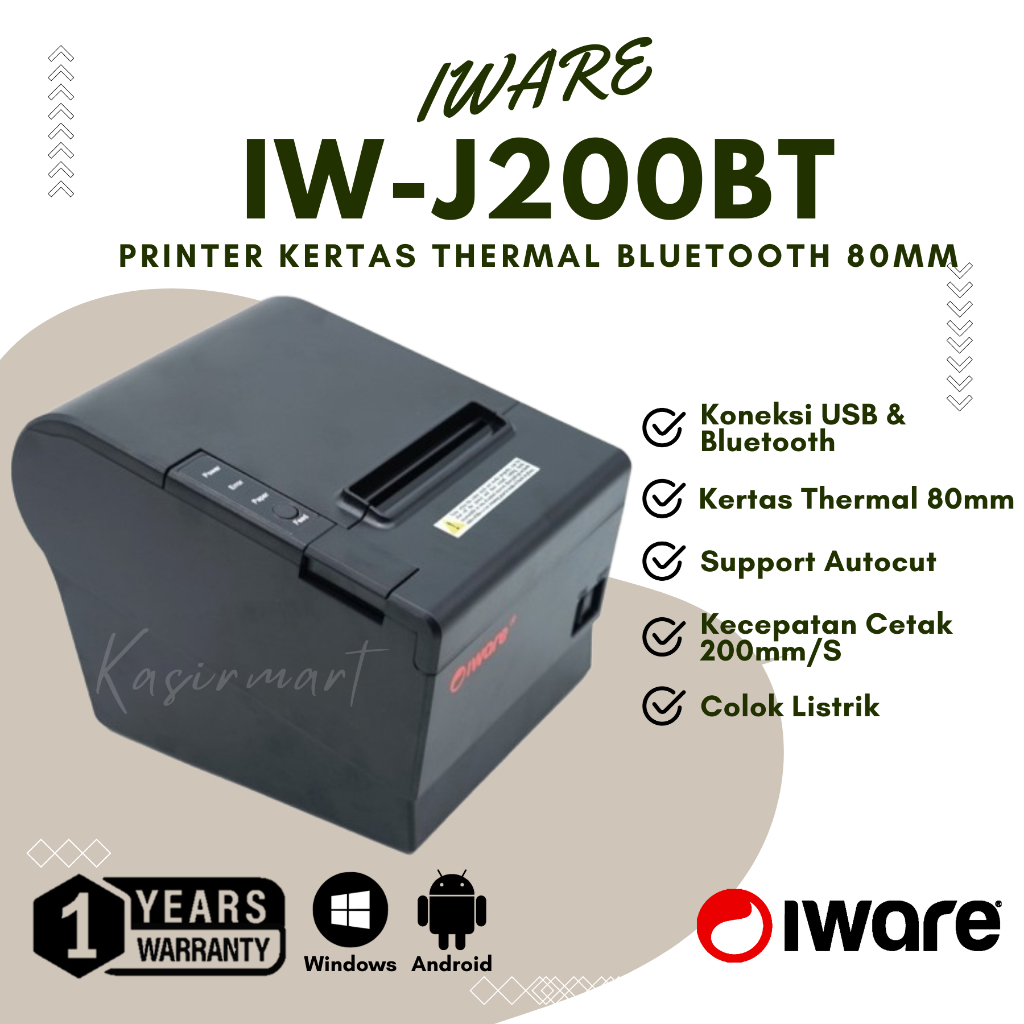 Jual Printer Struk Kasir Thermal Iware IW-J200BT Autocut Printer ...