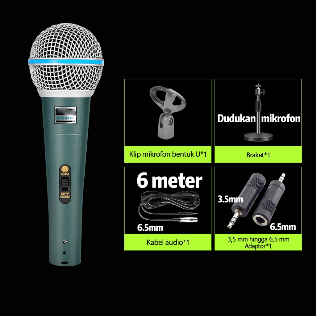 Jual Advance MIC-SM58A Kabel Jack Besar 6.5mm Dynamic Microphone Mic ...