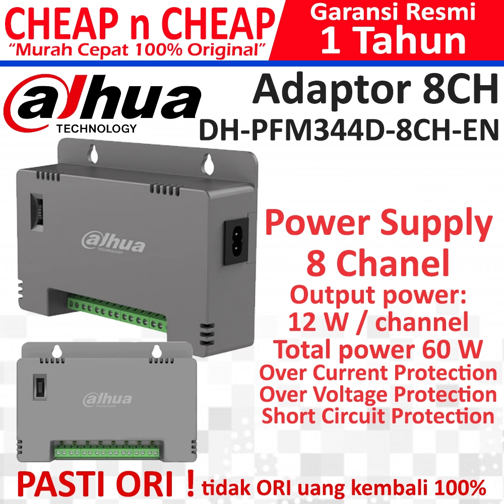 Jual PSU CCTV Dahua DH-PFM344D-8CH-EN 8CH 12V 60w 60 watt - Adaptor ...