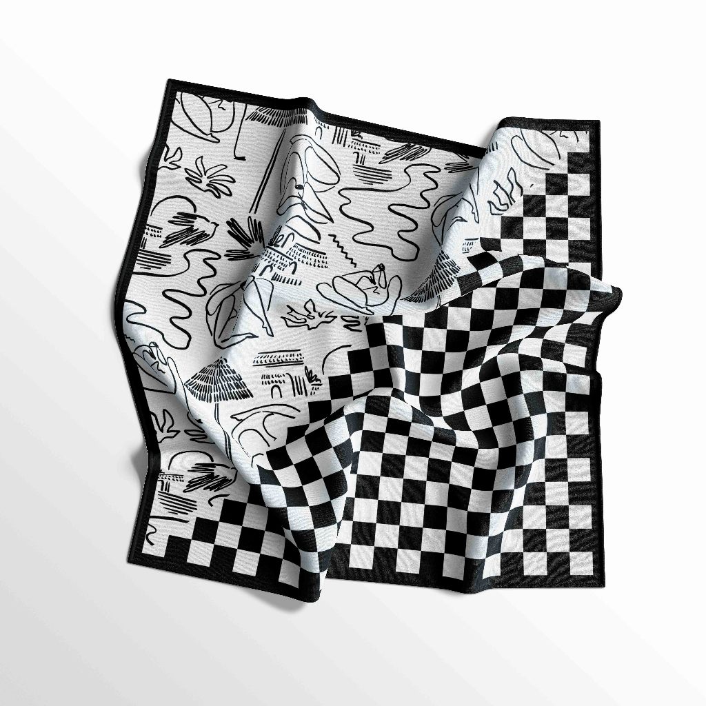 Jual CAPITAL - Syal bandana motif catur abstrak - slayer multifungsi ...