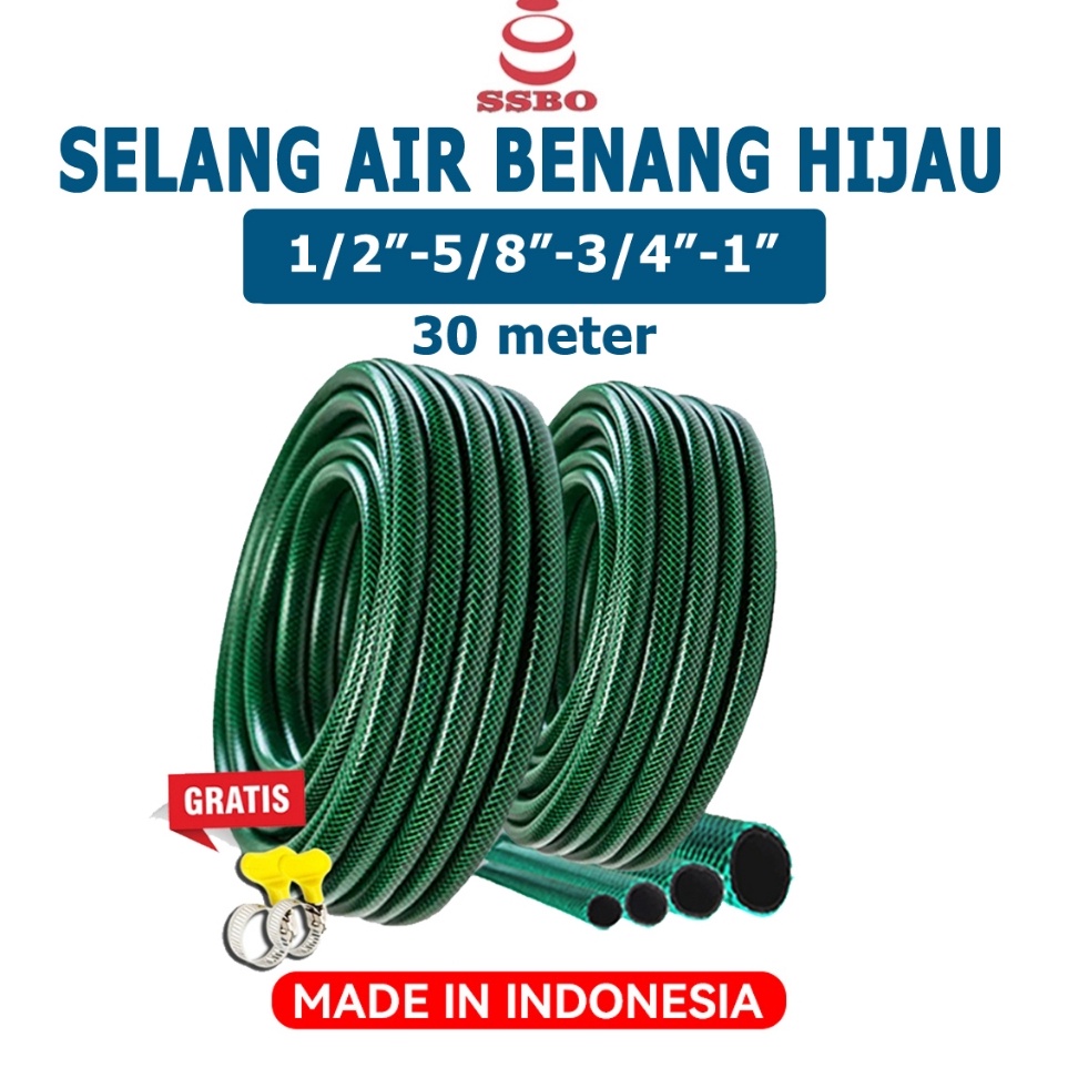 Jual ie SSBO Selang Air 25 3 Meter Hijau Anti Lumut Tebal Selang Air Cuci Kendaraan Taman Kebun ...