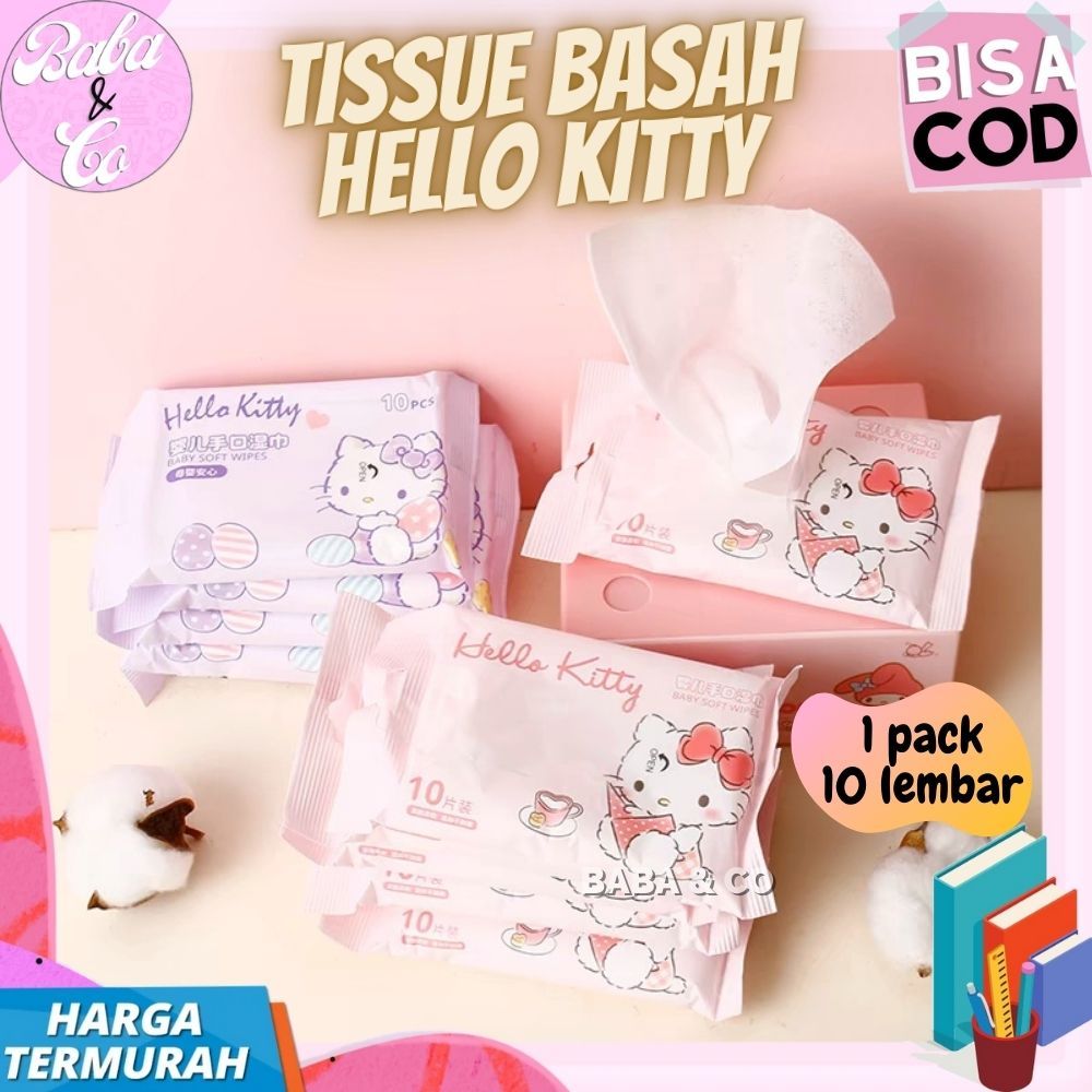 Jual TISU BASAH SANRIO HELLO KITTY 1 PACK 10 PLY WET TISSUE HELLO KITTY ...