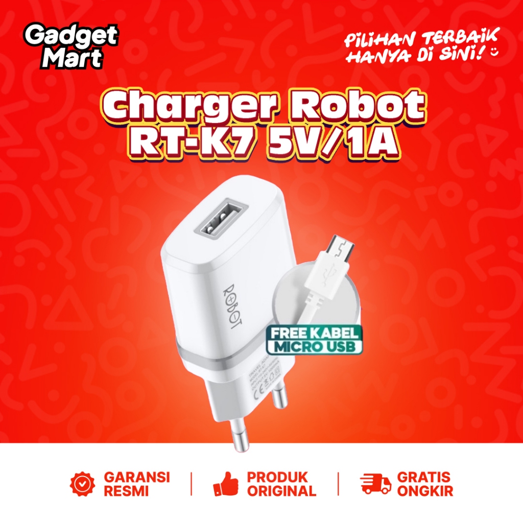 Jual Robot RT-K7 Quick Charge 5V/1A Fireproof Charger With Micro USB ...