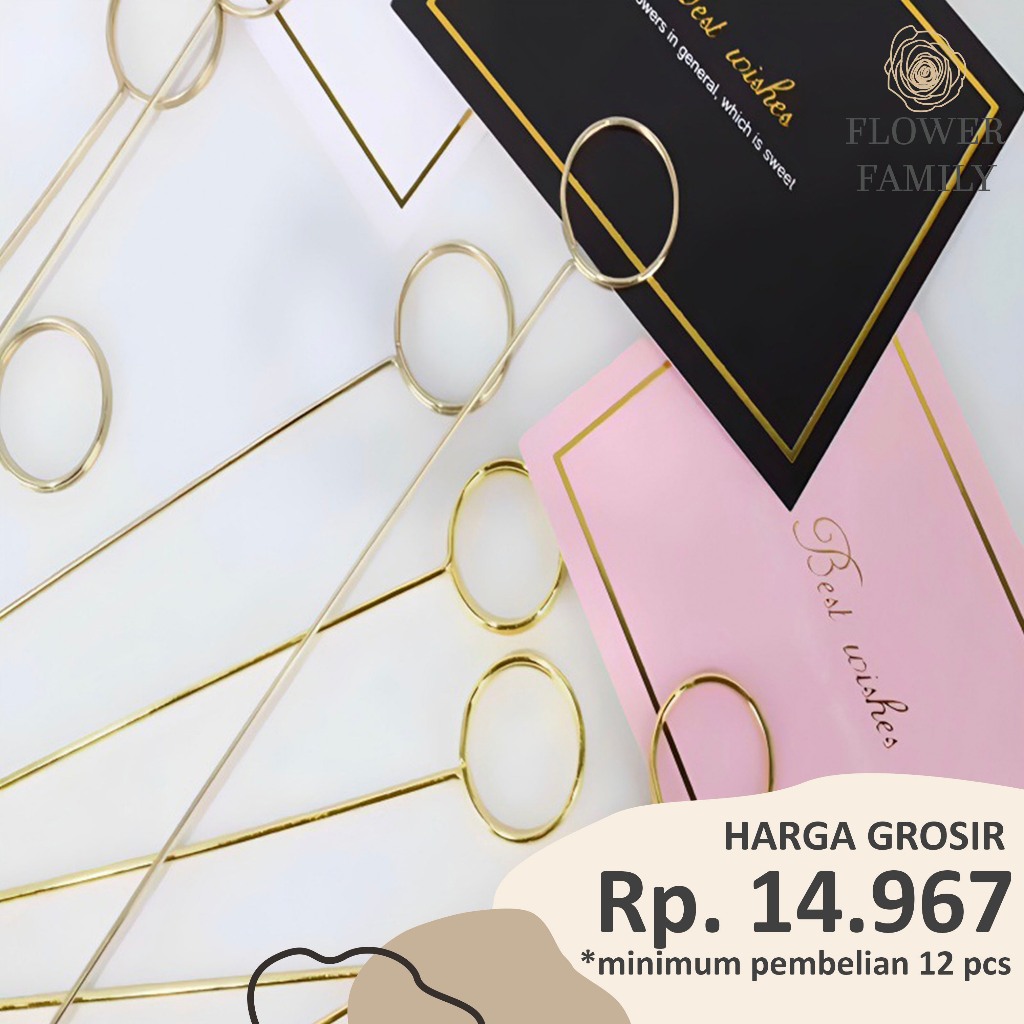Jual Flower Family - [10 PCS] Metal Clip Card Florist/ Gold Card Stick ...