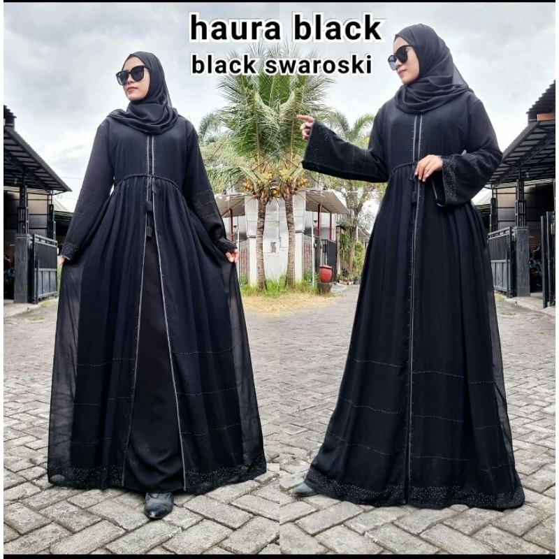 Jual ABAYA HAURA BLACK | Shopee Indonesia